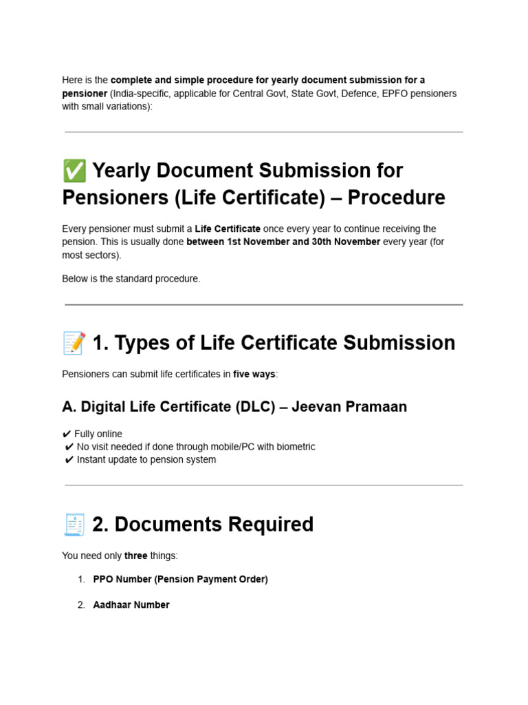 Yearly Life Certificate Submission Guide | PDF | Gas Technologies ...