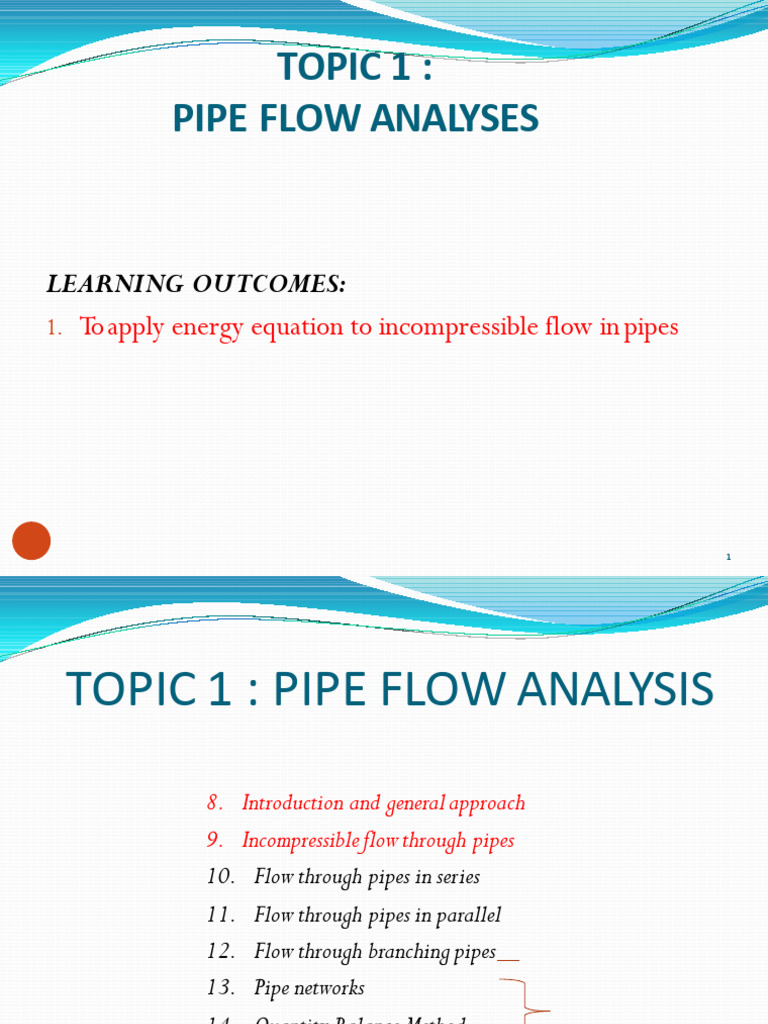Incompressible Pipe Flow Analysis Guide | PDF | Fluid Dynamics ...