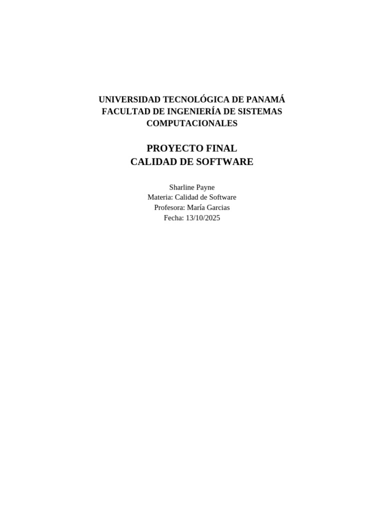 Informe_Final_Calidad_Software_Sharline_Payne | PDF | Software ...