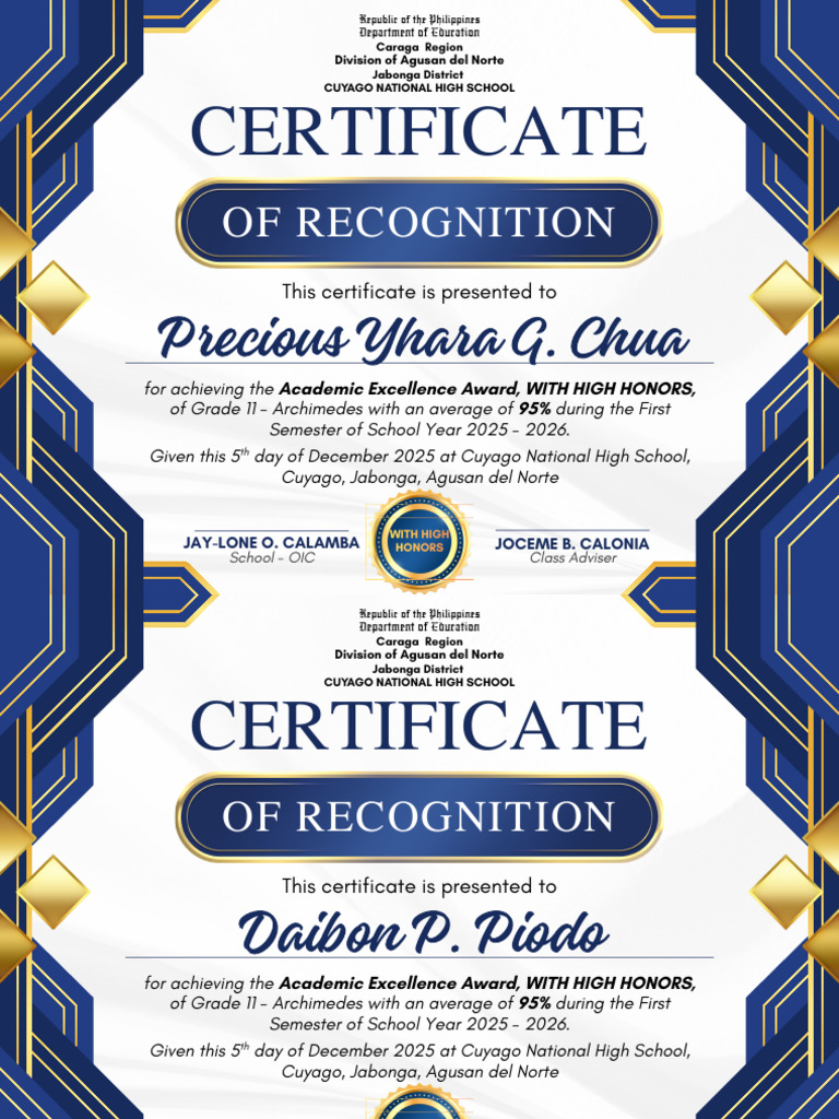 Academic Excellence Awards 2025-2026 | PDF