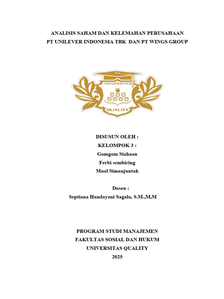 Analisis Saham Unilever dan Wings Group | PDF