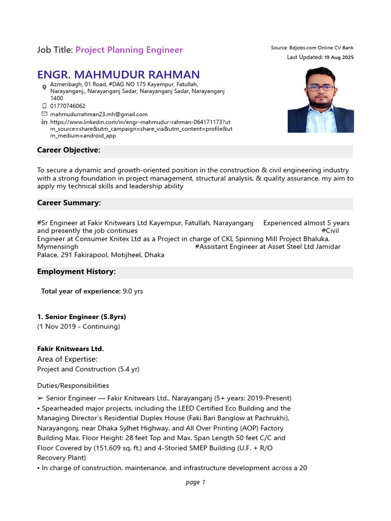 Engr. Mahmudur Rahman | PDF | Engineering