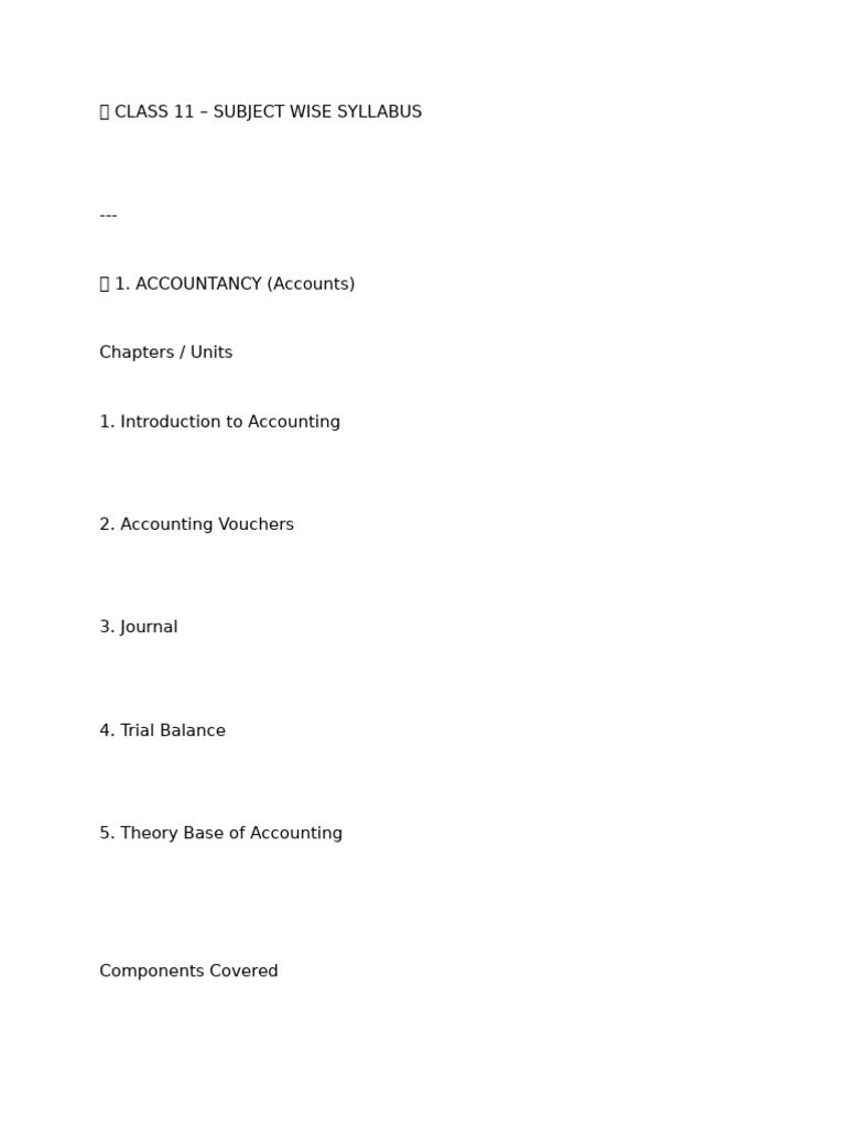 Class 11th Commerce Syllabus | PDF