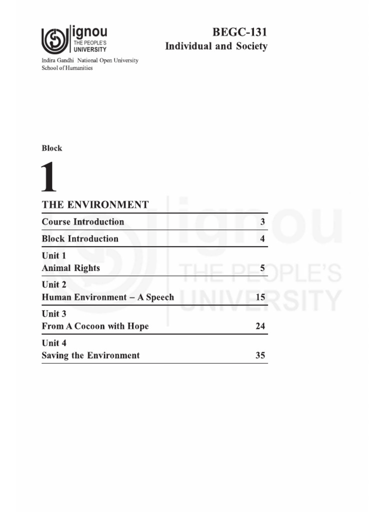 BEGC-131 Individual and Society Block-1 | PDF
