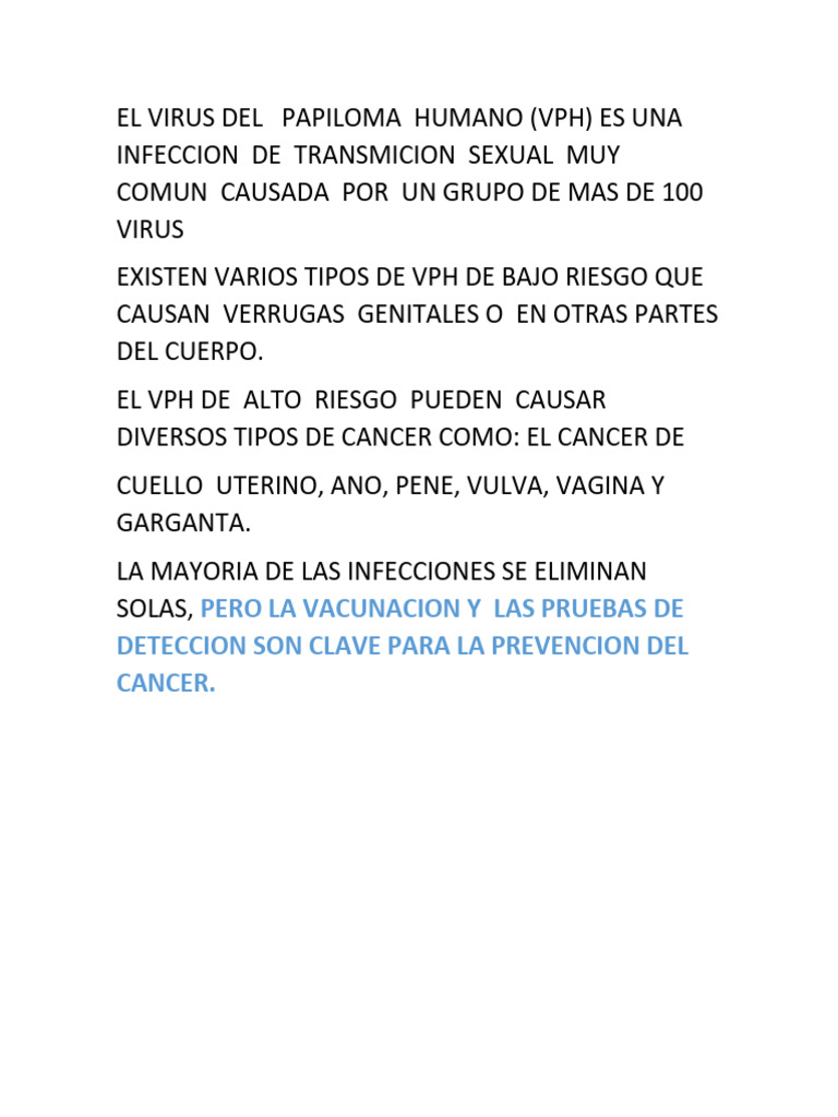 Infección por VPH: Riesgos y Prevención | PDF