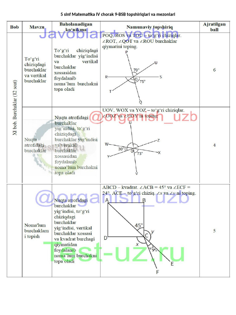 5 Sinf Matematika BSB-9 Demo | PDF