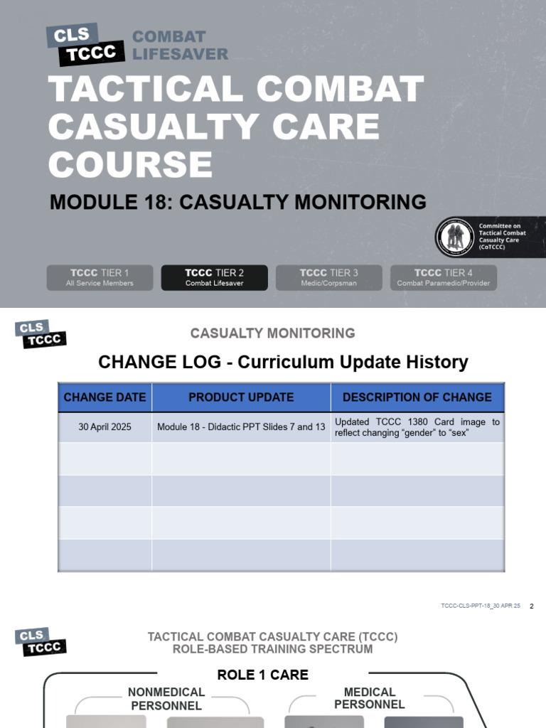 TCCC Casualty Monitoring Training Guide | PDF | Health Care | Medical ...