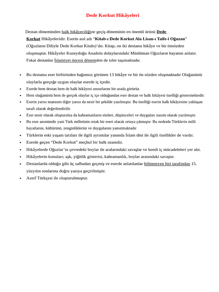 Dede Korkut Hikâyeleri | PDF