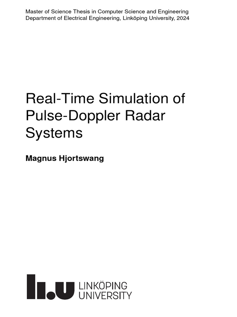 Real Time Simulation of Pulse-Doppler Radar Systems | PDF | Radar ...