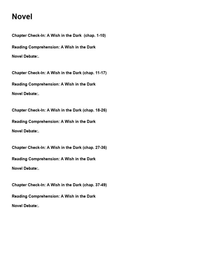 A Wish in the Dark: Chapter Summaries & Analysis | PDF | Argument | Justice