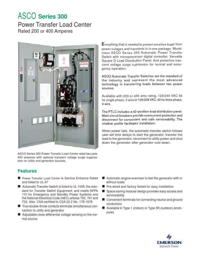 Series 300 Power Load Center | PDF | Switch | Electrical Equipment