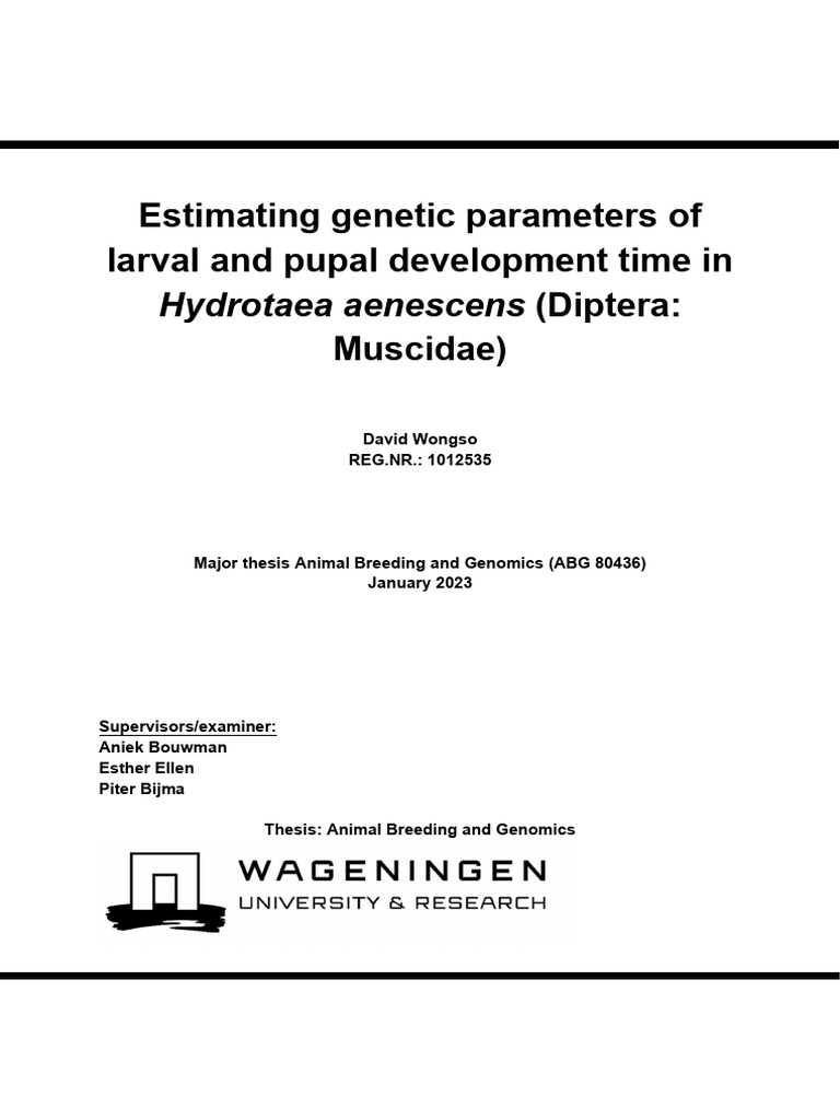 Estimating Genetic Parameters of Larval and Pupal-Groen Kennisnet ...