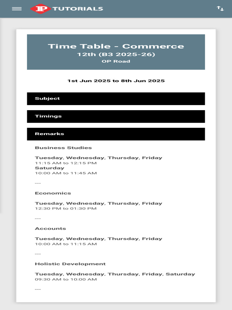 My Time Table | PDF