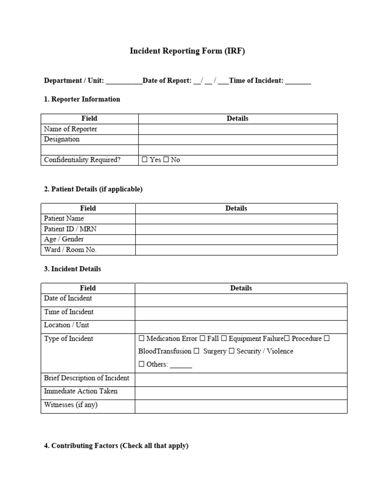 Incident Reporting Form | PDF
