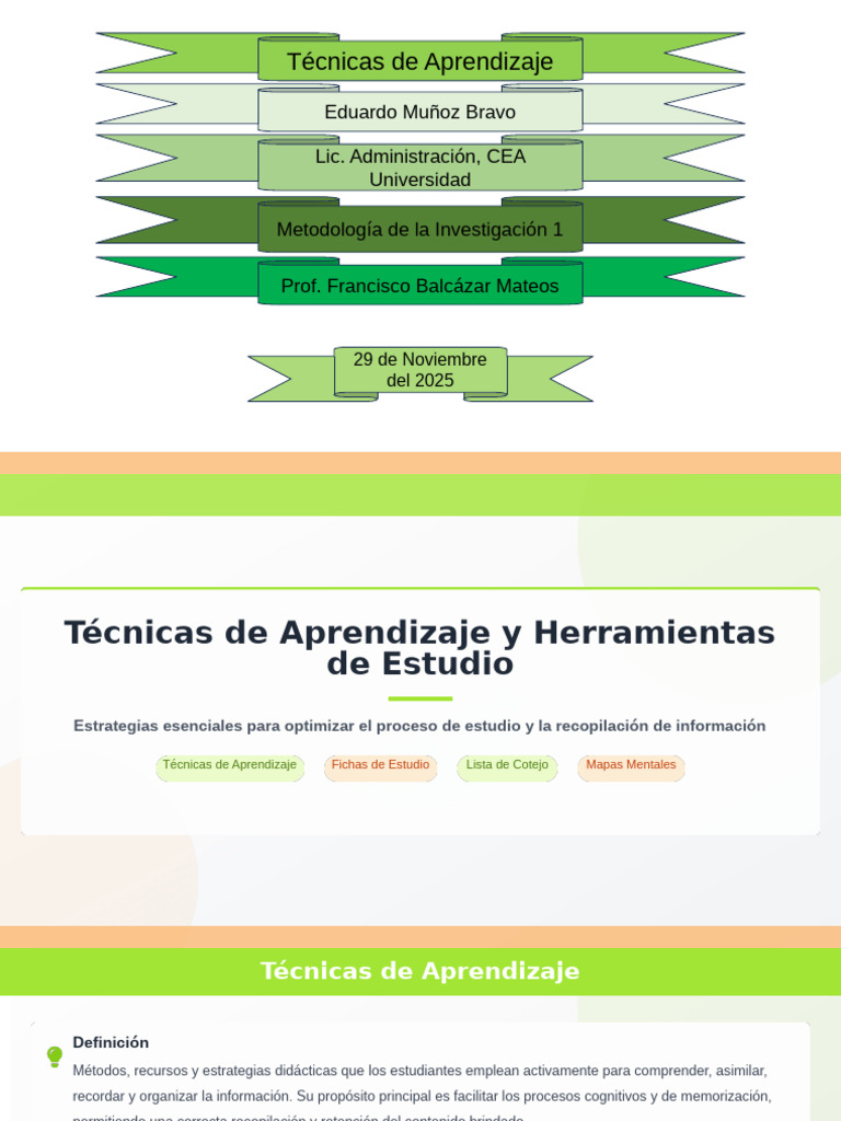 Técnicas de Aprendizaje y Herramientas de Estudio | PDF | Aprendizaje ...