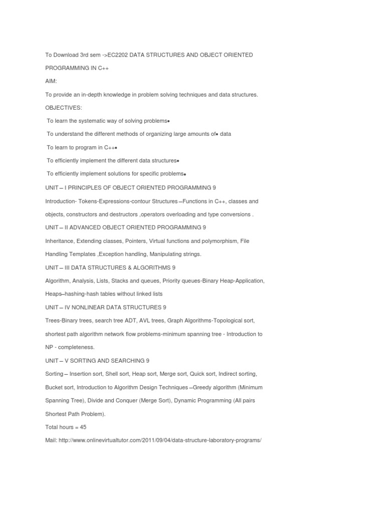 DS &oops Ece | PDF | C++ | Data Structure