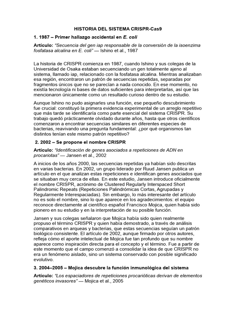 Historia Del Sistema Crispr | PDF | Crispr | Genética
