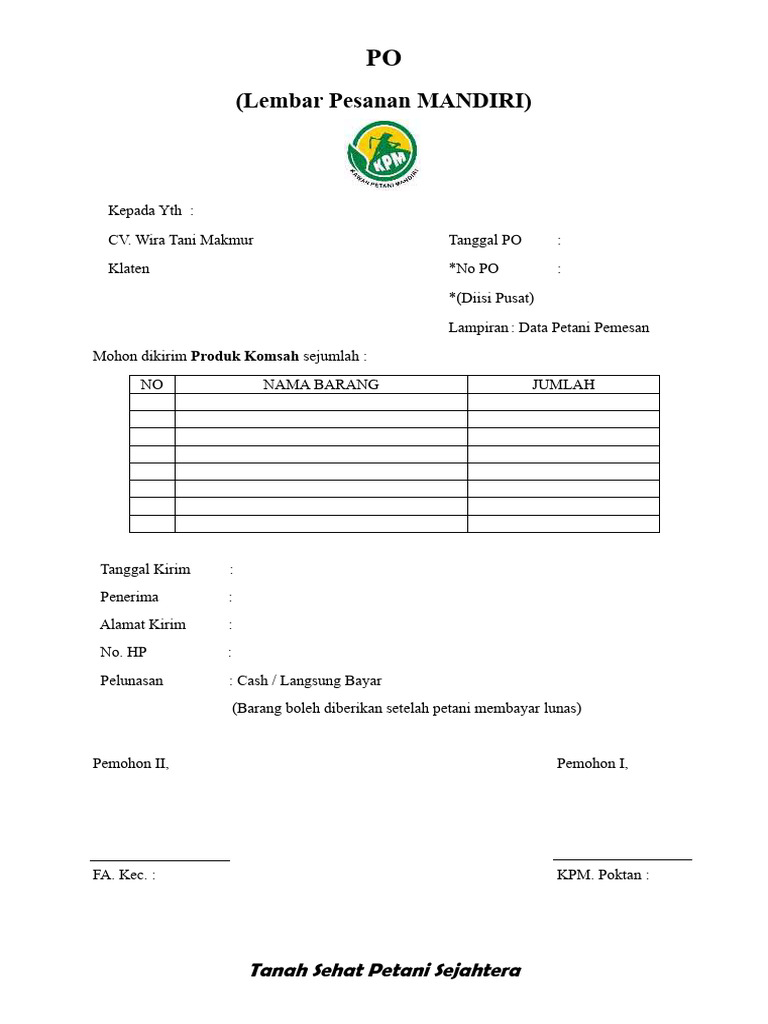 PO Tanah Sehat untuk Petani Sejahtera | PDF