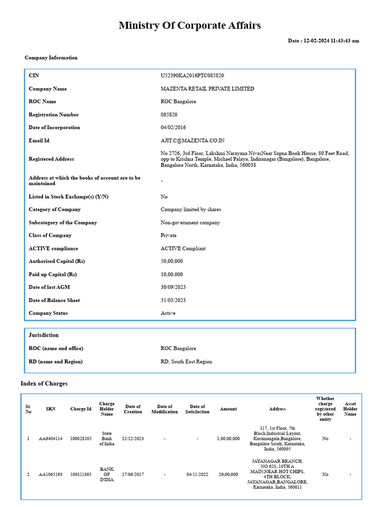 Ministry of Corporate Affairs - MCA Services | PDF | Financial Services ...