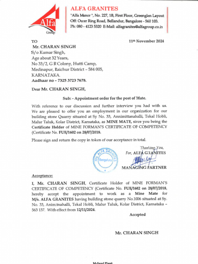 Appointment Letter | PDF