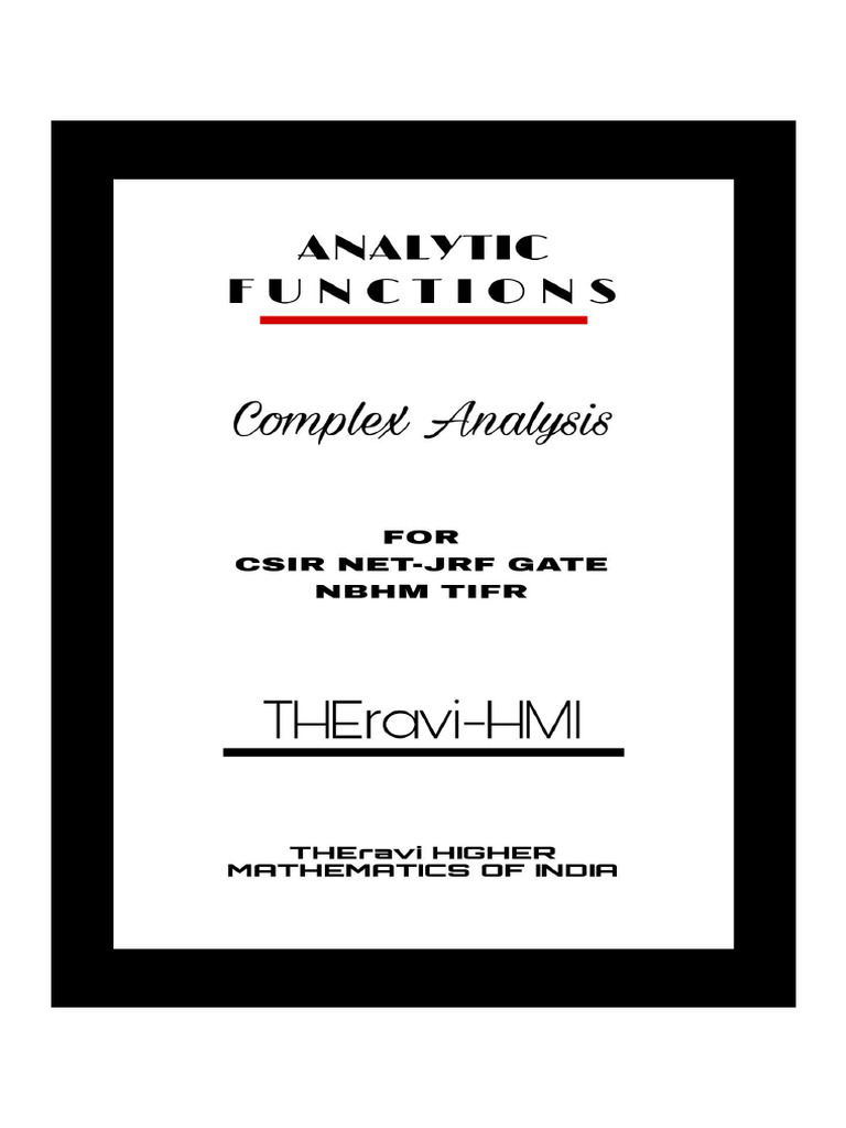 Analytic Functions (Complex Analysis) | PDF