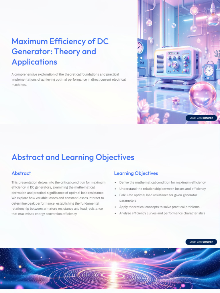 Maximum Efficiency of DC Generator Theory and Applications | PDF ...
