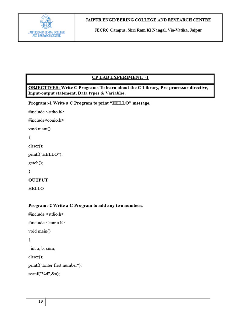 Lab Manual CP Lab Final-1_removed | PDF | Pointer (Computer Programming ...
