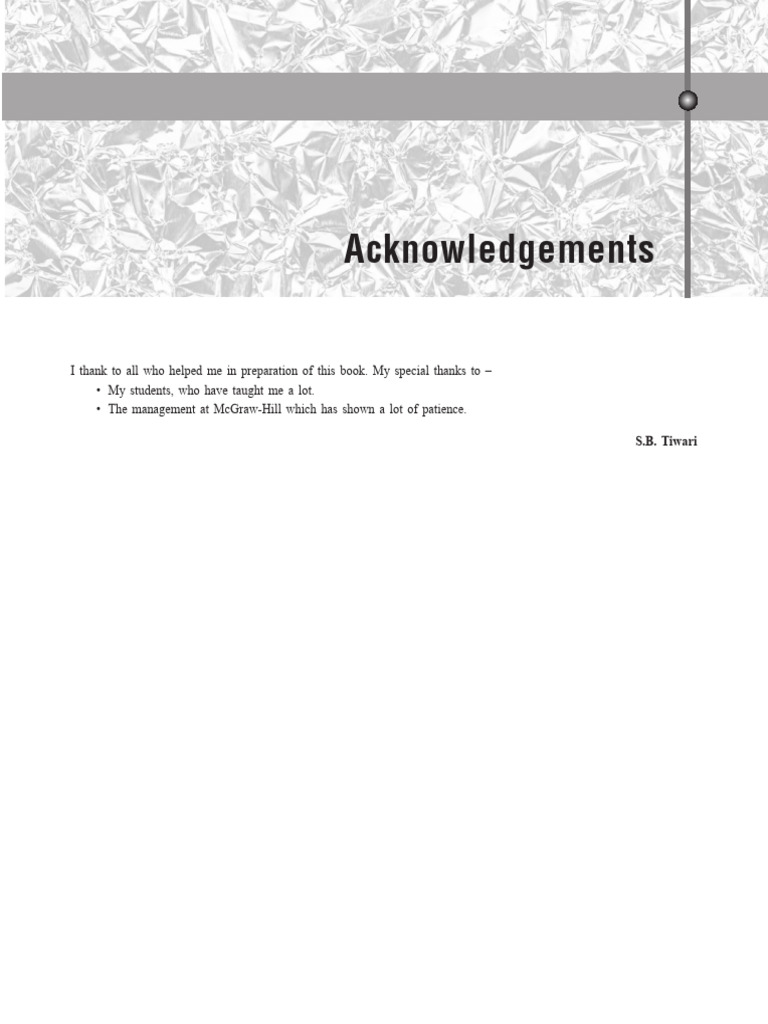 Acknowledgements by S.B. Tiwari | PDF