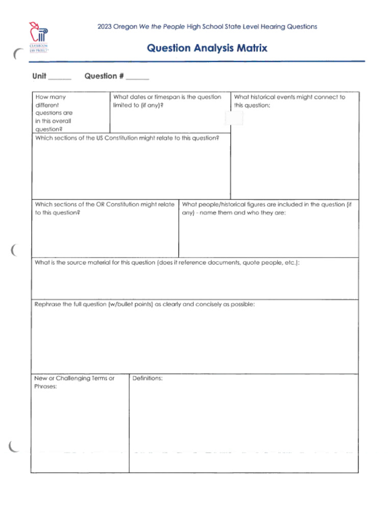 Question Analysis Matrix | PDF