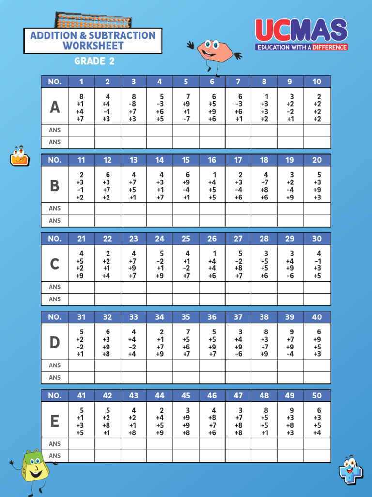 Grade 2 Addition Subtraction Worksheet 1 Min | PDF