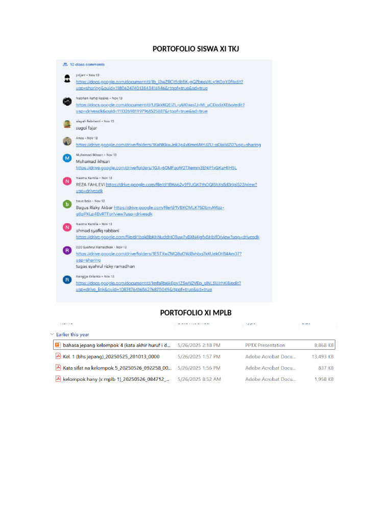 PORTOFOLIO SISWA | PDF
