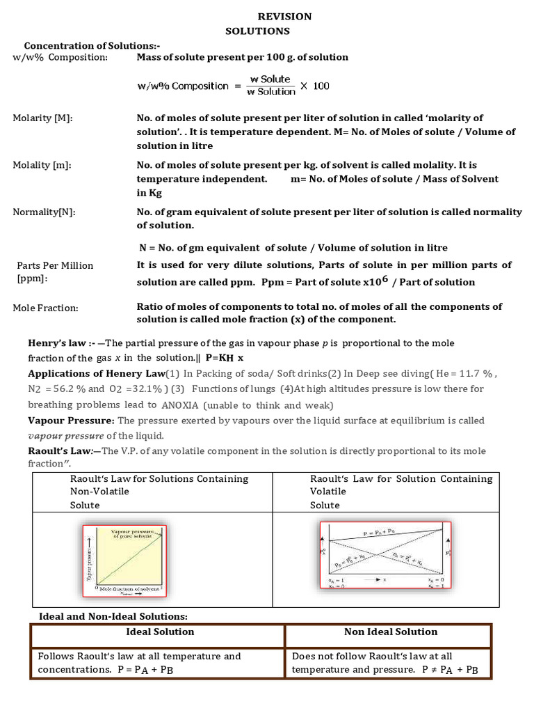 Understanding Solution Concentrations and Properties | PDF | Chemistry ...