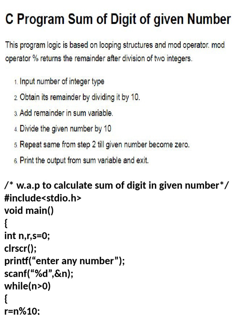 Sum Digit | PDF