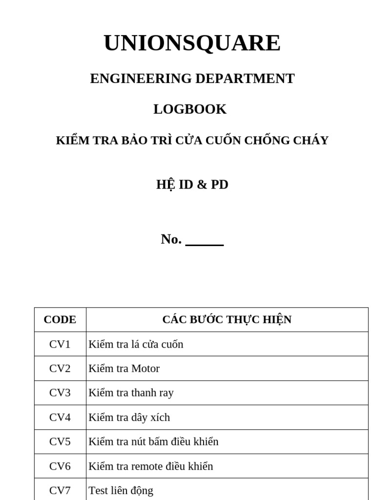 From Bảo Trì Cửa Cuốn Chống Cháy | PDF