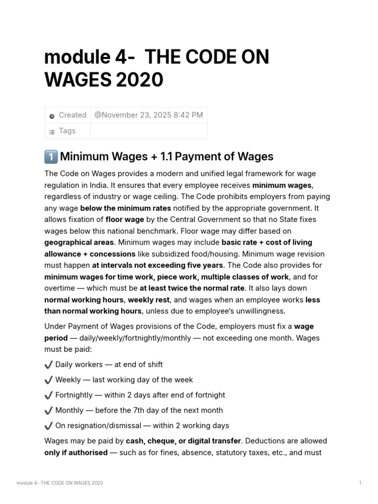 Code on Wages 2020 Overview | PDF | Cost Of Living | Wage