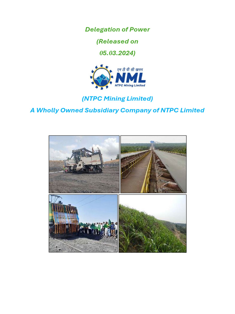 Delegation of Power of NTPC Mining Limited NML 05.03.2024 | PDF ...