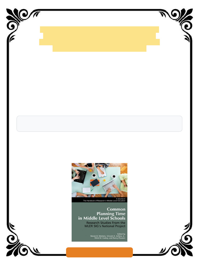 Common Planning Time in Middle Level Schools Research Studies from the ...