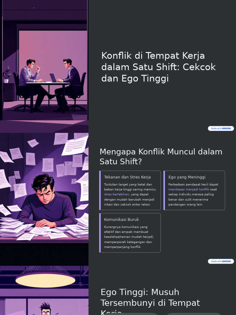 Konflik Di Tempat Kerja Dalam Satu Shift Cekcok Dan Ego Tinggi | PDF