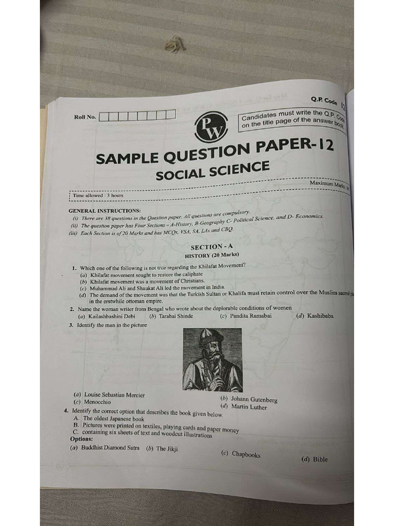 Cbse 2026 SST SQP | PDF