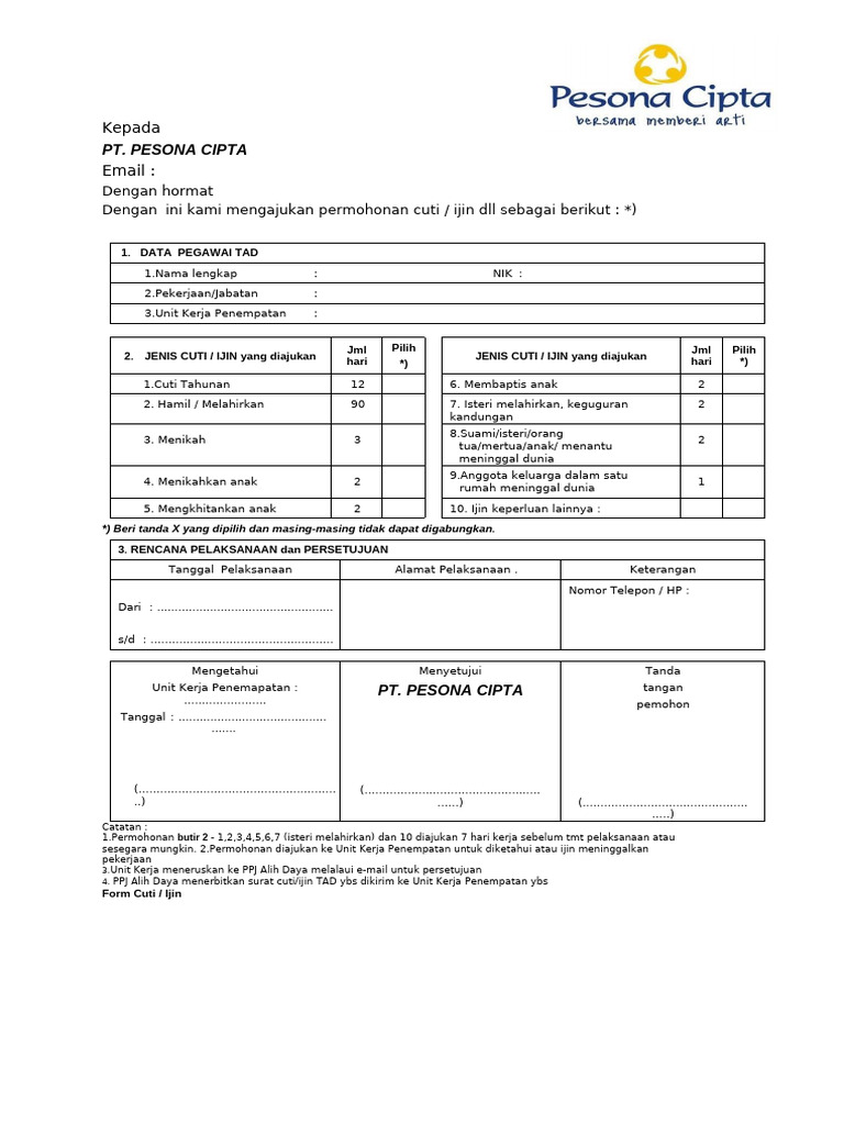 FORM CUTI 2023 (1)(1)(1) (1) | PDF