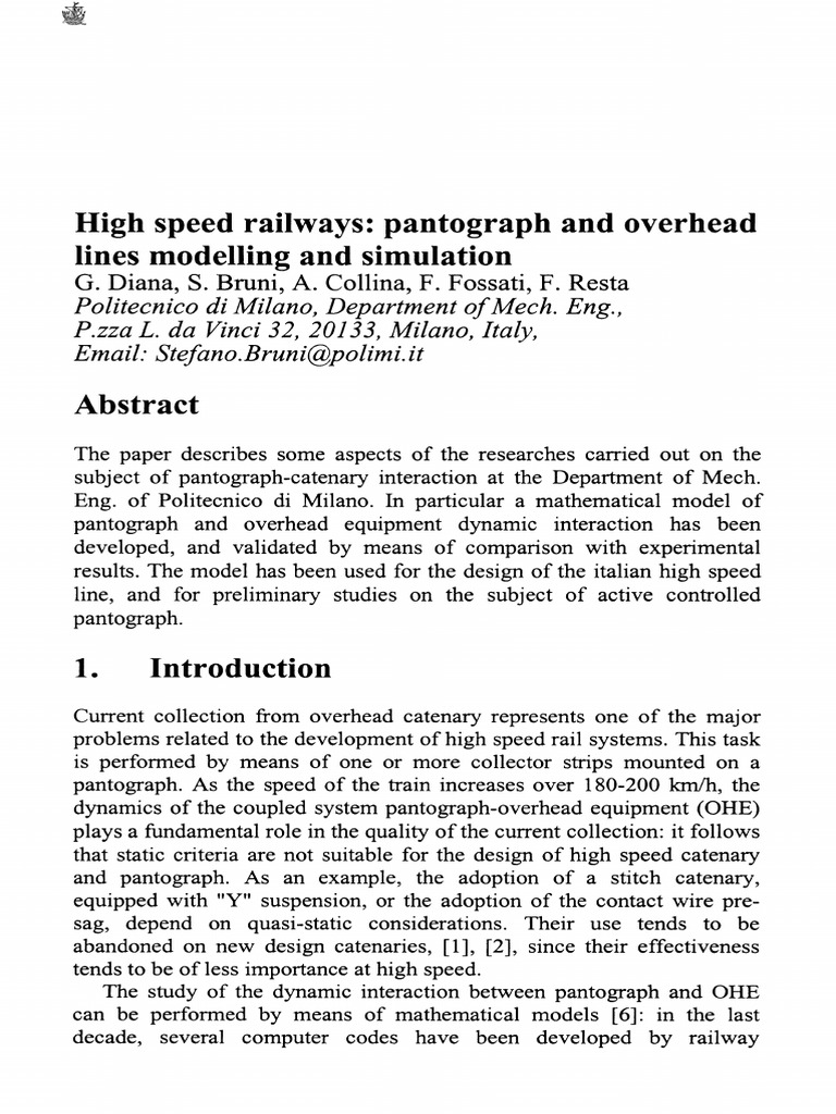 Pantograph-OHE Interaction Modeling | PDF | Mechanics