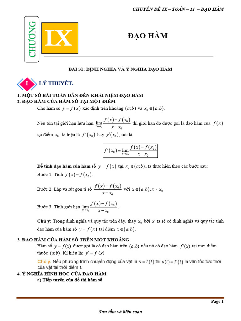 Toanmath Pdfchuyen de Dao Ham Toan 11 Knttvcs PDF | PDF