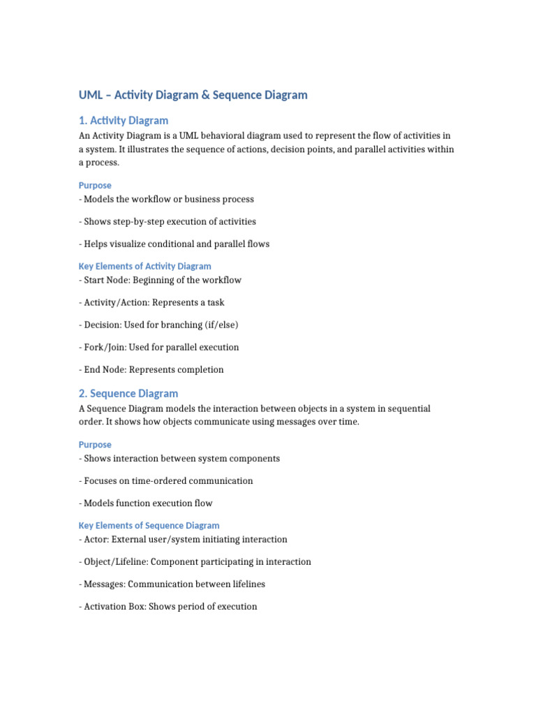 UML Activity Sequence Diagrams | PDF