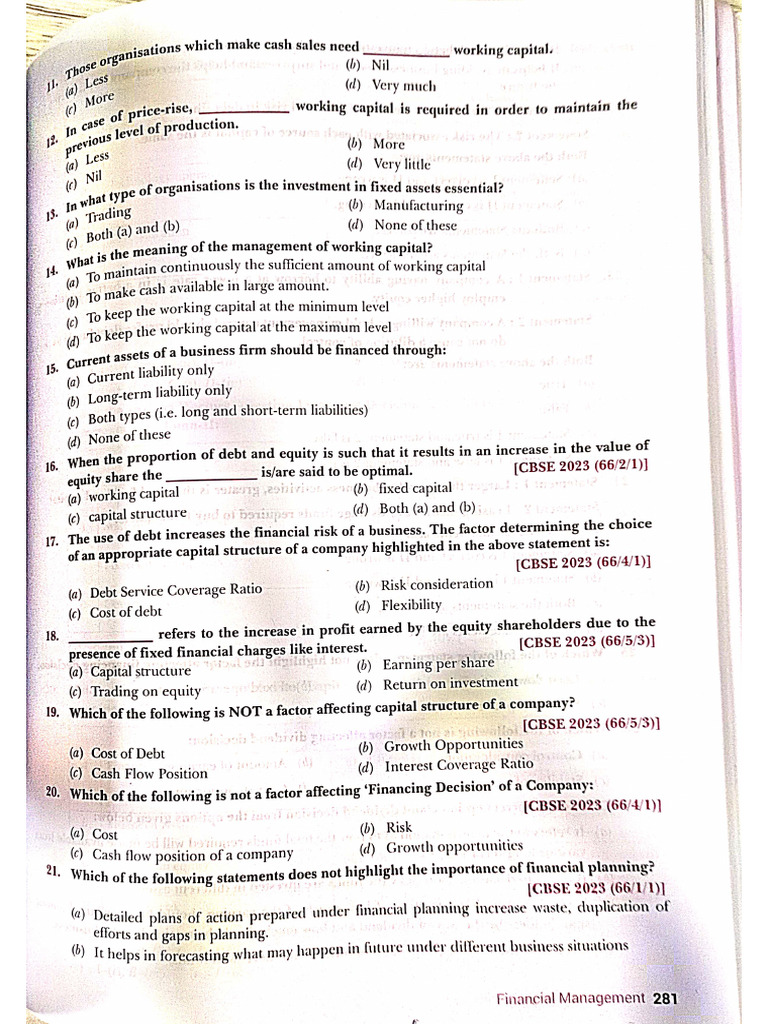 Financial Management Mcq's Exam Idea | PDF