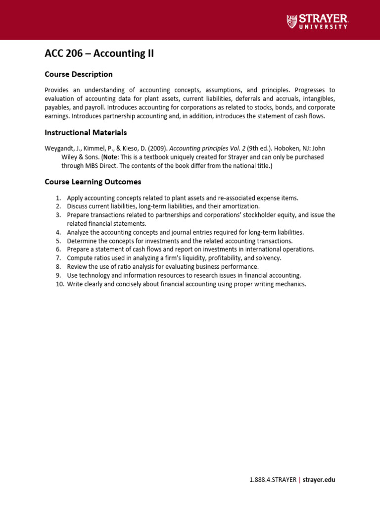 Accounting II Course Overview | PDF