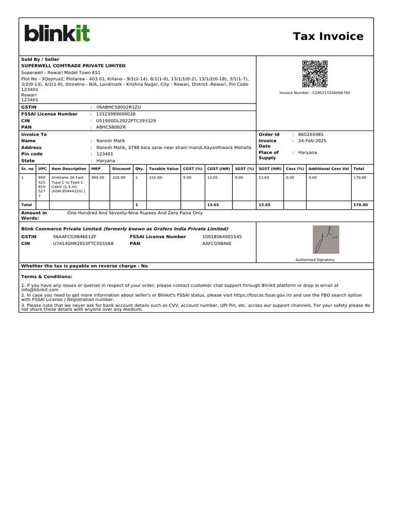 Tax Invoices for Naresh Malik's Orders | PDF | Invoice | Economy Of India
