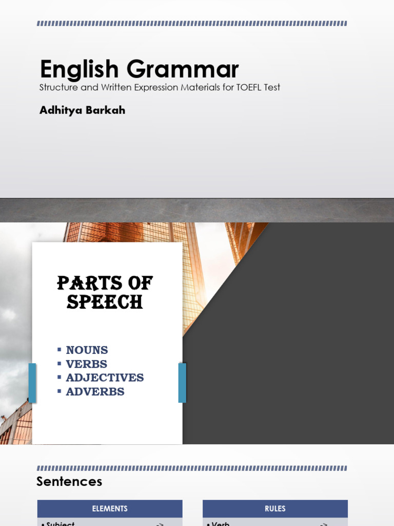 TOEFL Grammar Structure Guide | PDF | Verb | Subject (Grammar)