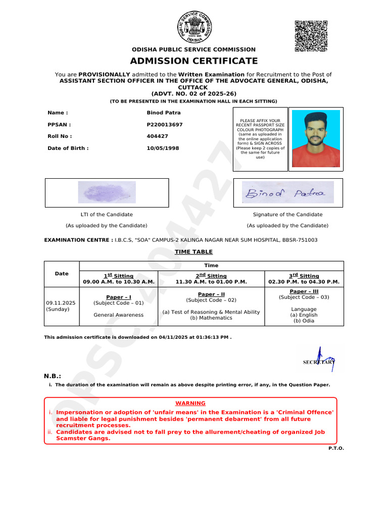 Binod Patra (1) | PDF | Identity Document