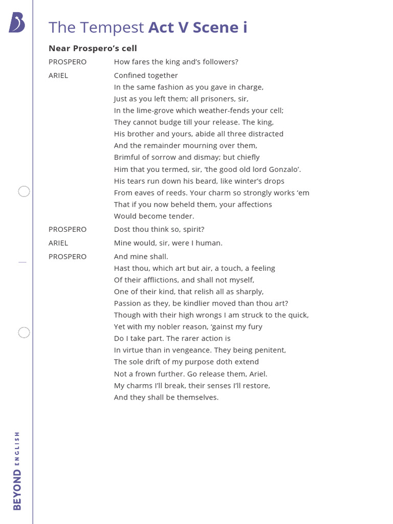 Prospero's Forgiveness in The Tempest Act V | PDF | The Tempest