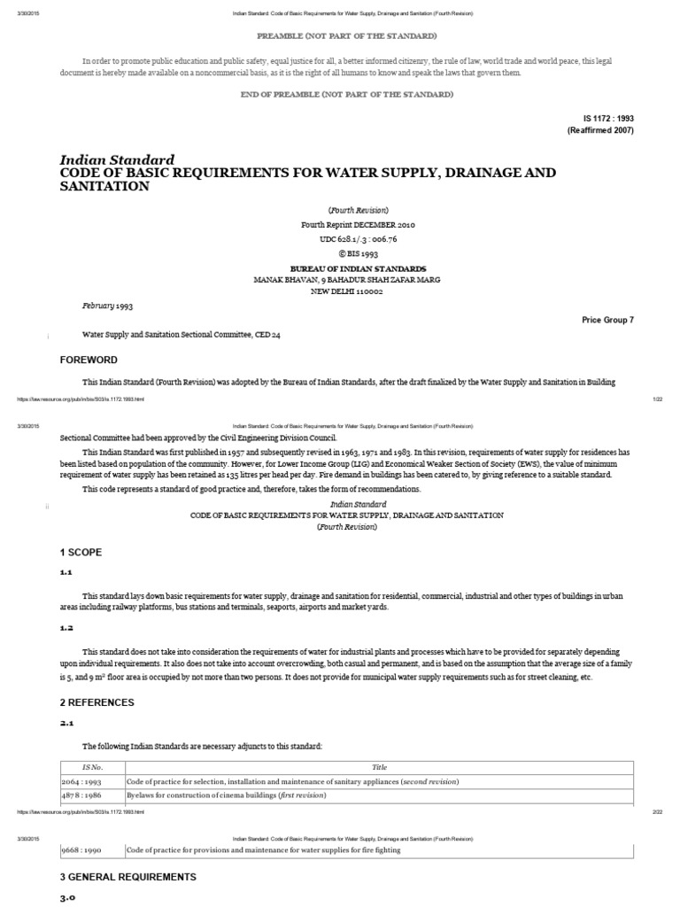 Water Supply and Sanitation Standards | PDF | Water Supply | Sanitation